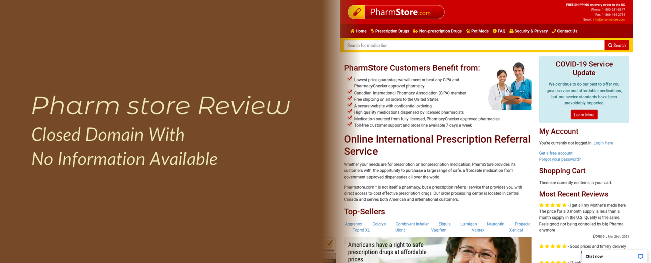 Pharm Store Review – Closed Domain With No Information Available | Dr ...